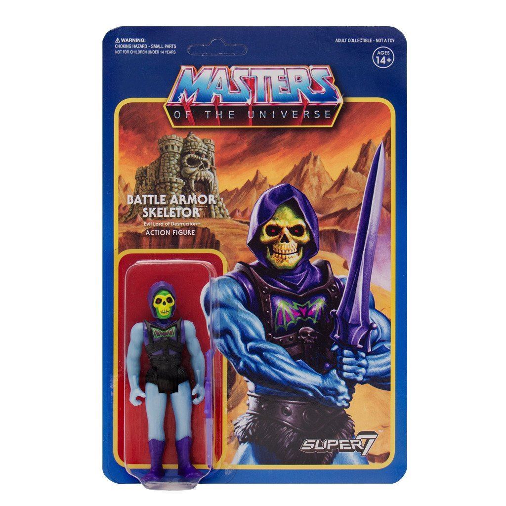 SKELETOR BATTLE ARMOR FIGURINE MOTU WAVE 3 RE-ACTION SUPER7 10 CM ...